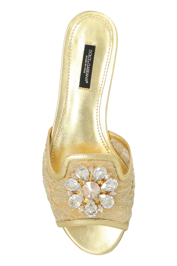 Gold Bianca Slides Dolce & Gabbana - Vitkac GB